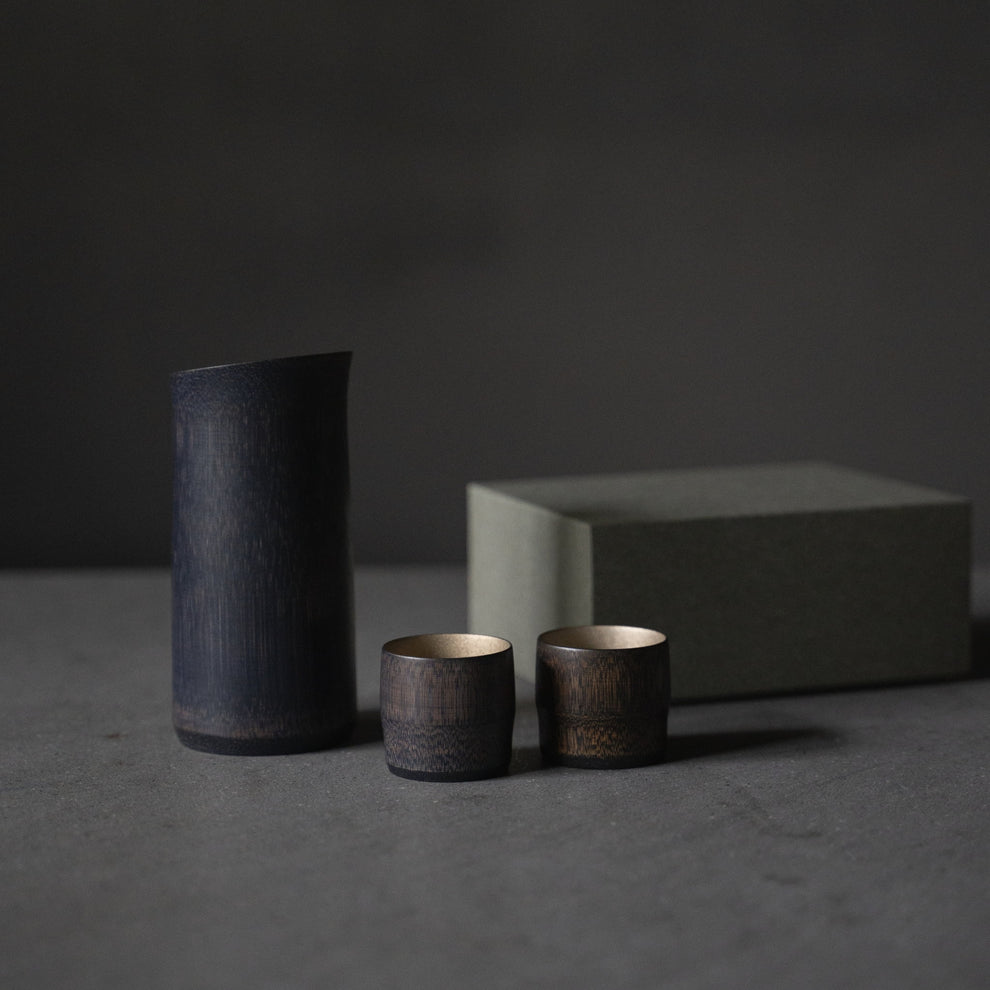 Japanese Bamboo Sake Set - Tin Makie | Handcrafted Kyoto Sake Set ...