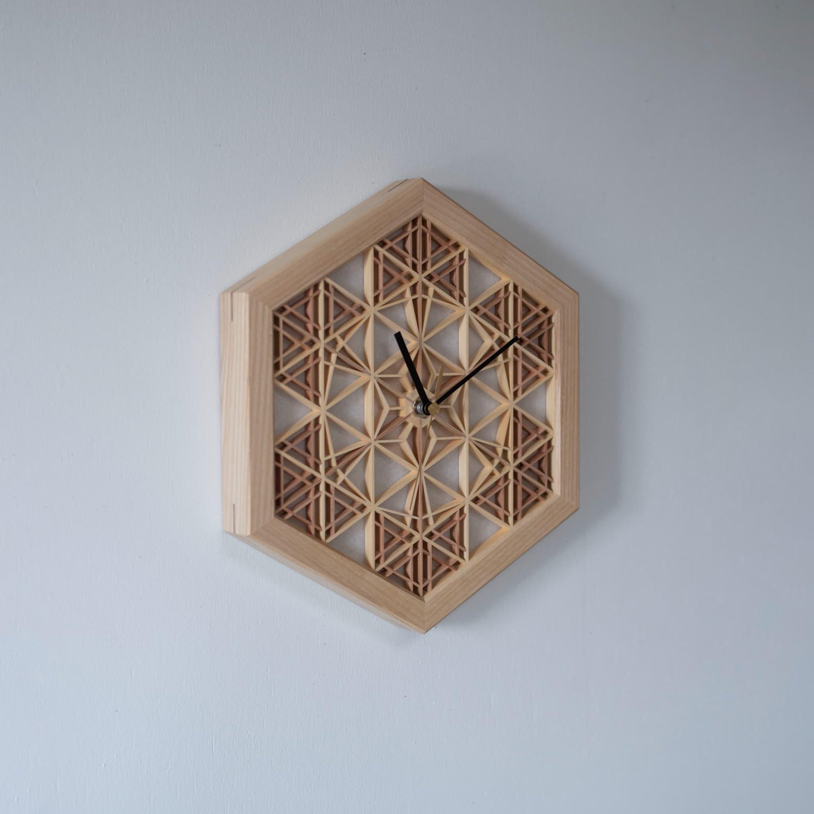 Japanese Kumiko Hexagon Wall Clock for Japandi Decor – Millennium ...