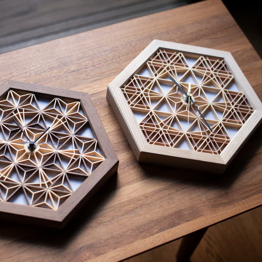 Japanese Kumiko Hexagon Wall Clock for Japandi Decor – Millennium ...