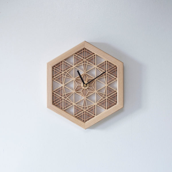 Japanese Kumiko Hexagon Wall Clock for Japandi Decor – Millennium ...